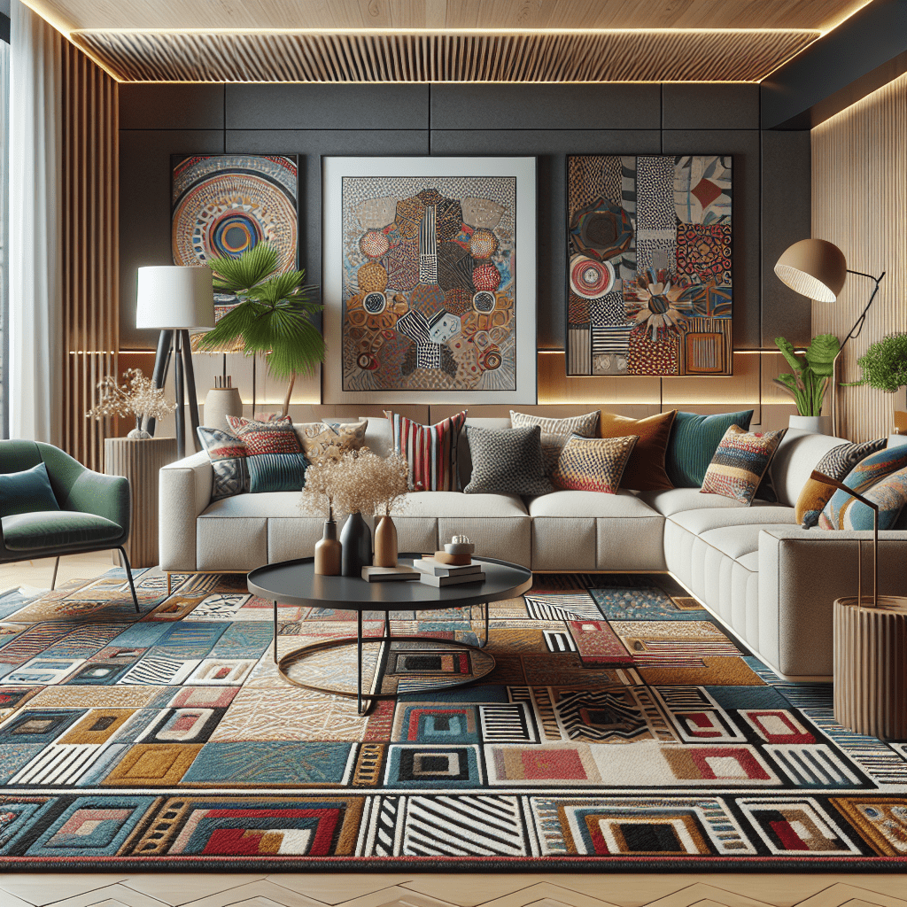 How to Use Bold Graphic Rugs in Modern Living Rooms - Styling Homes